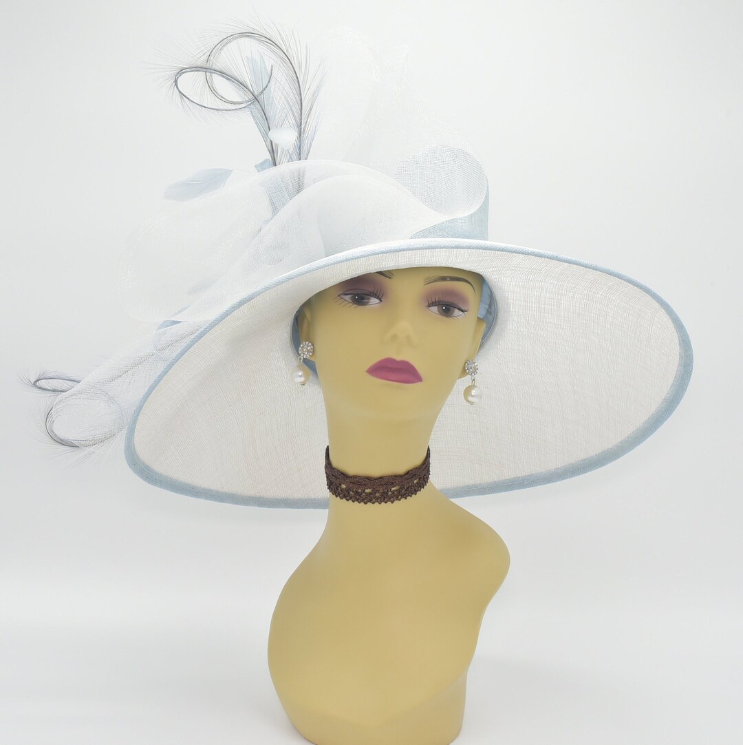M826(white/powder Blue) Kentucky Derby Hat Church Wedding Easter Royal ...