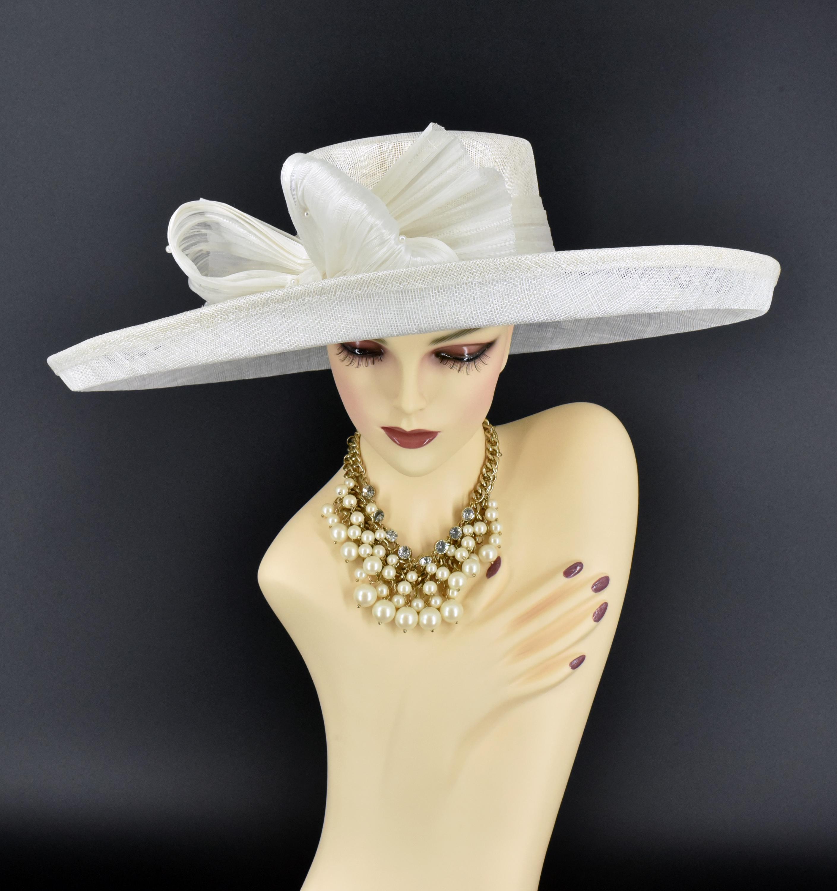 M2431 ( White Hat ) Kentucky Derby Hat, Church Hat, Wedding Hat, Easter ...