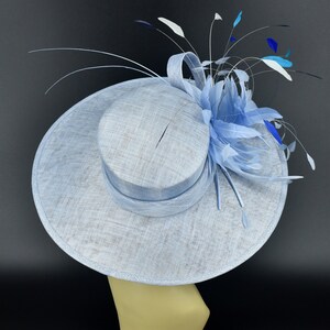 M936( Powder Blue + Multi-colors Hat ) Kentucky Derby Hat Wedding Hat ...