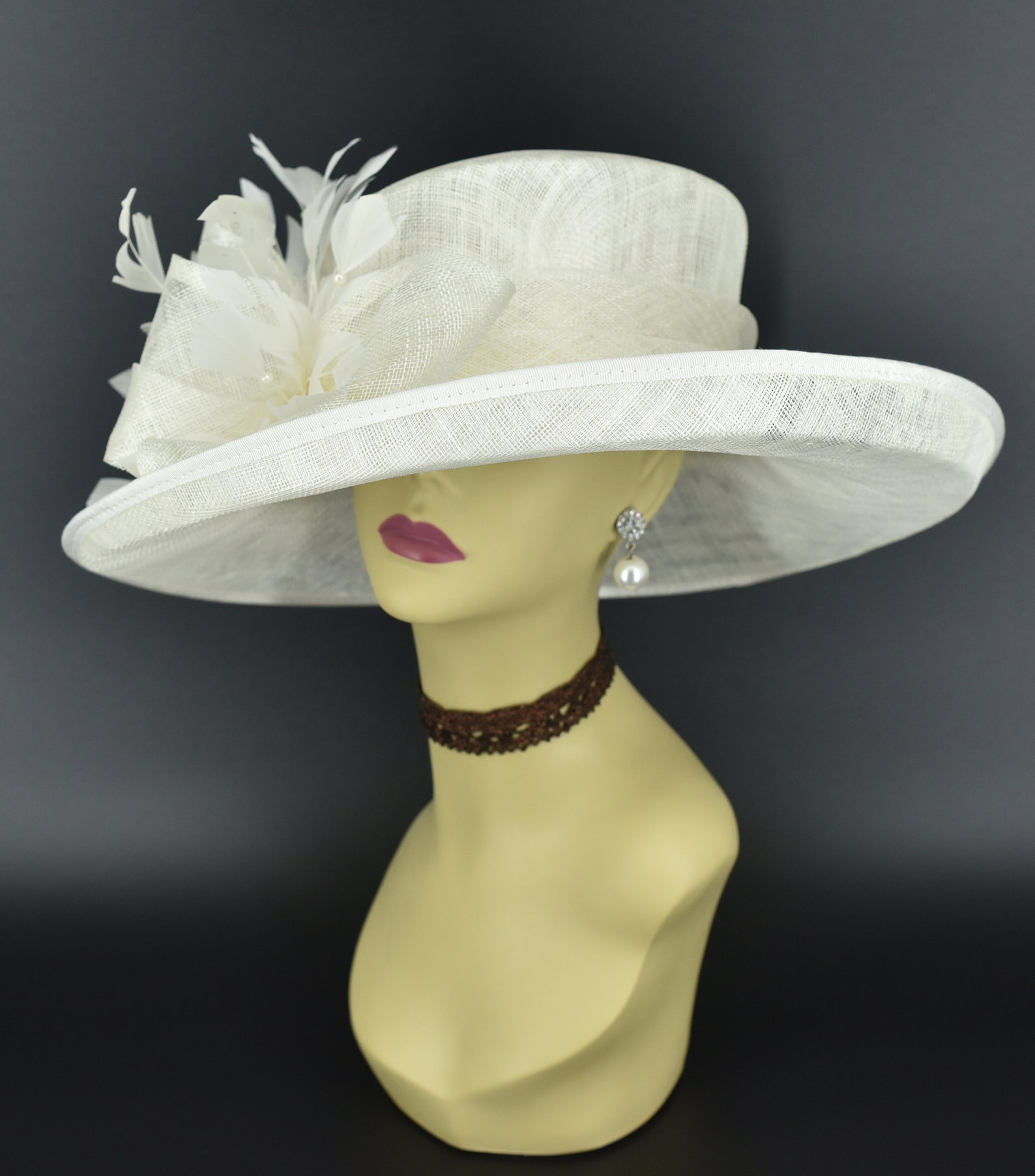 M4002 ( Off-white Hat ) Kentucky Derby Hat, Church Hat, Wedding Hat ...