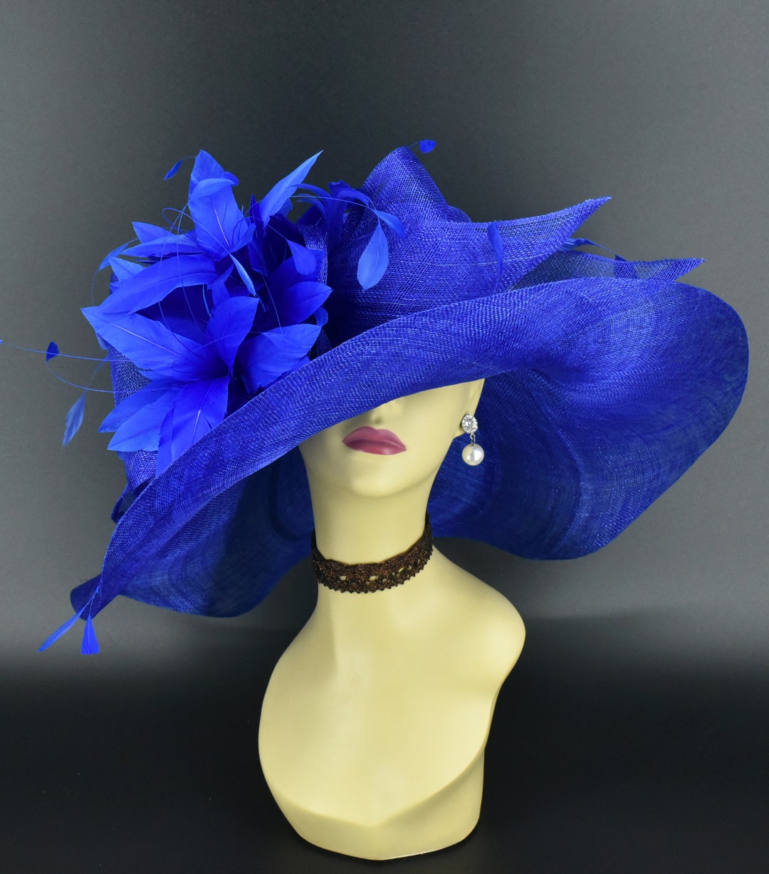 M22019F ( Royal Blue Hat ) Kentucky Derby Hat Church Hat Wedding Hat ...