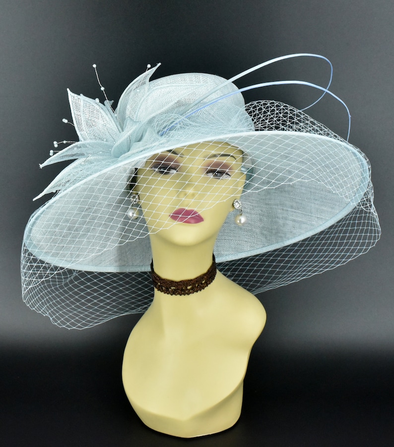M489V ( Powder Blue Hat )kentucky Derby Hat, Church Hat, Wedding Hat ...
