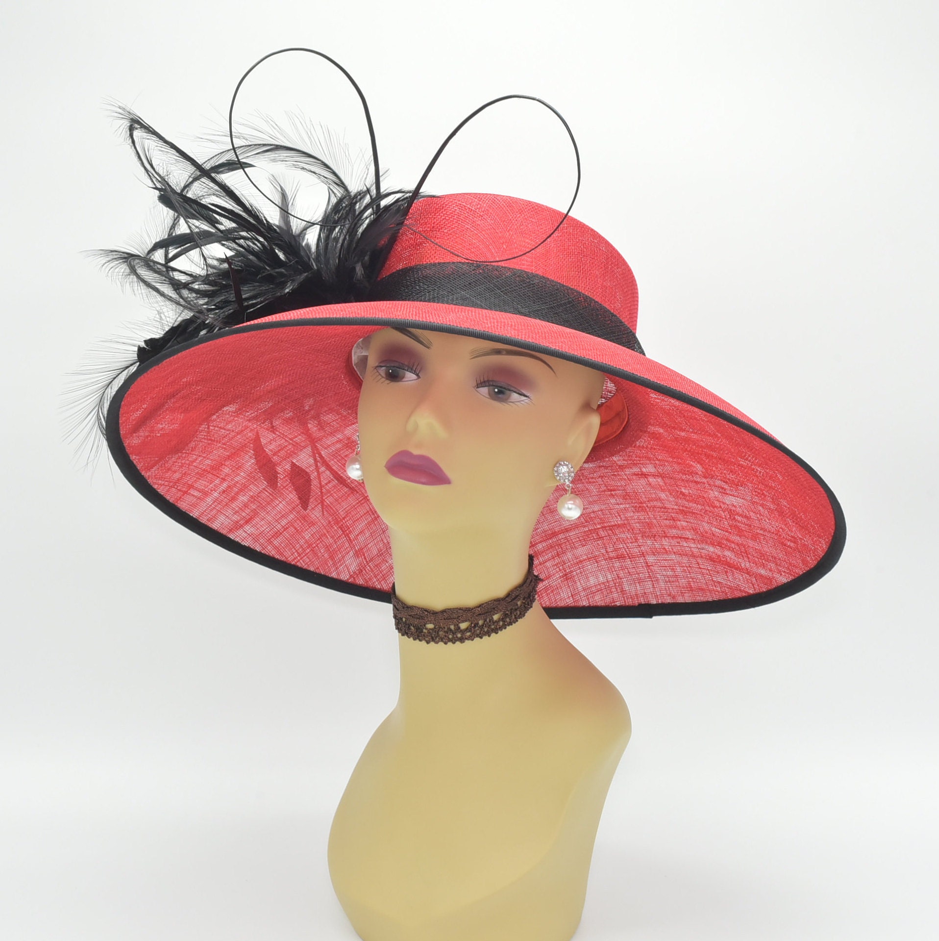 M834black/red High Quality Kentucky Derby Hat Church - Etsy