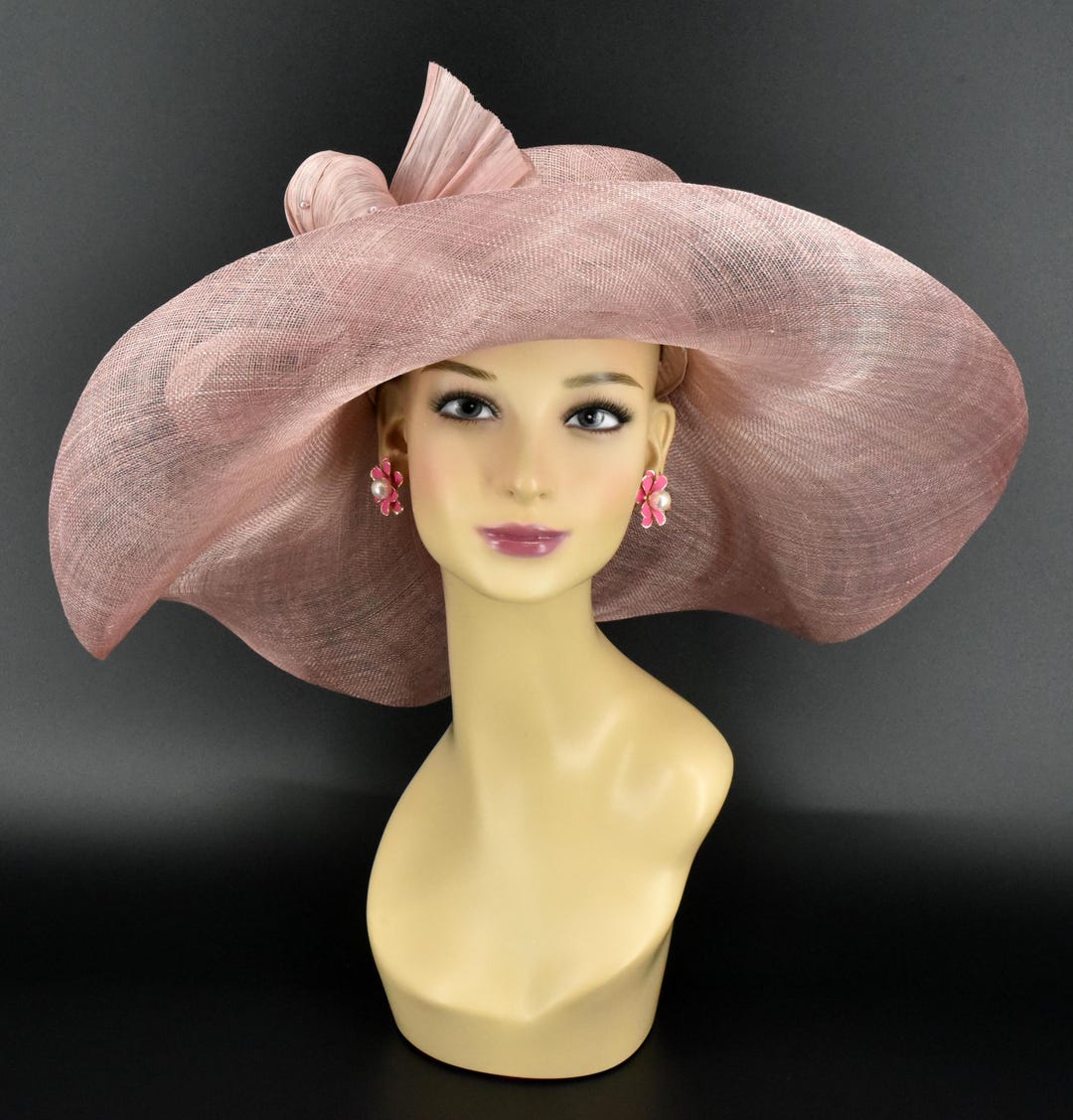 M2442( Dusty Pink + More Option) 7.5-8” Jumbo Wide Brim & Abaca Silk ...