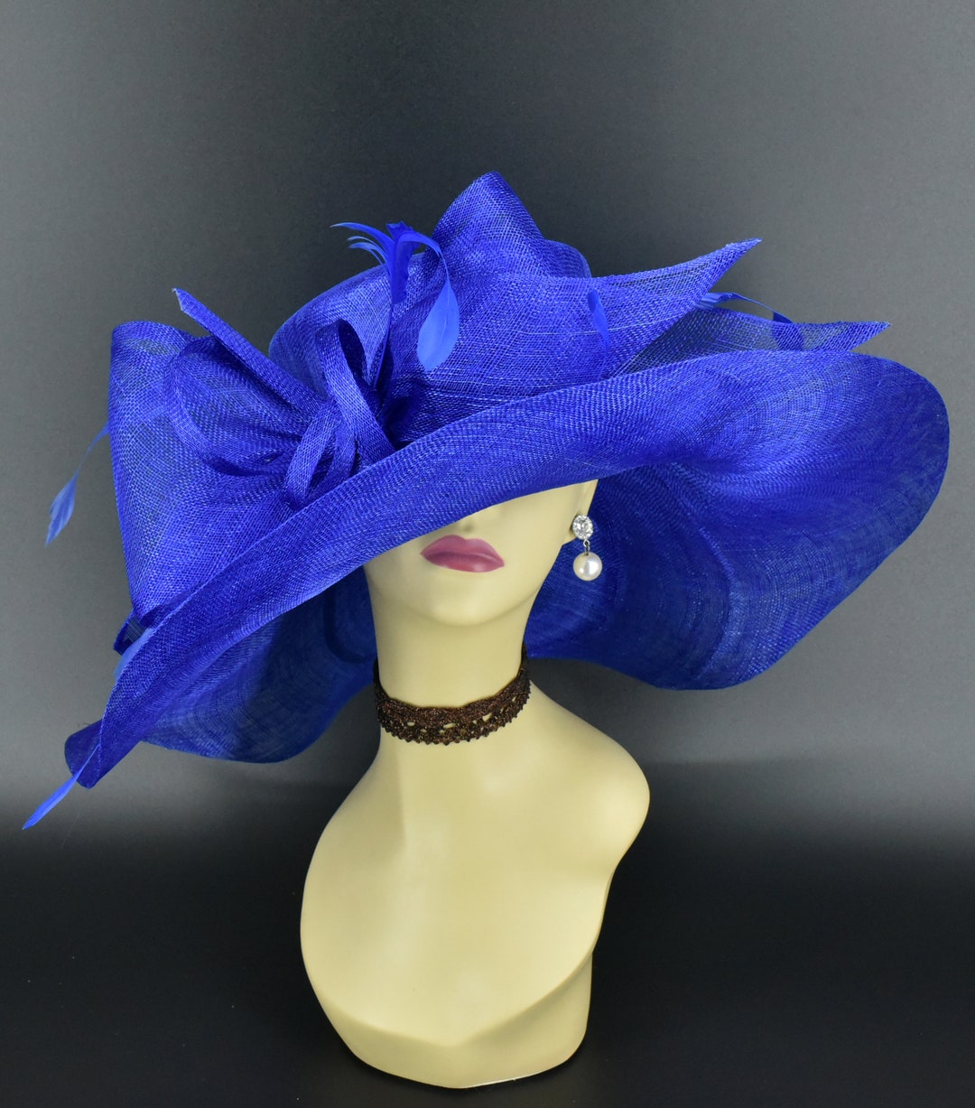 M22019 ( Royal Blue Hat ) Kentucky Derby Hat Church Hat Wedding Hat Tea ...