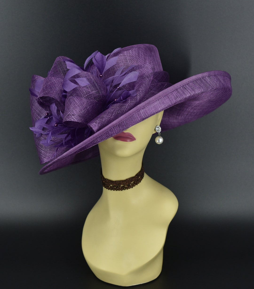 M4002 ( Purple Hat ) Kentucky Derby Hat, Church Hat, Wedding Hat ...
