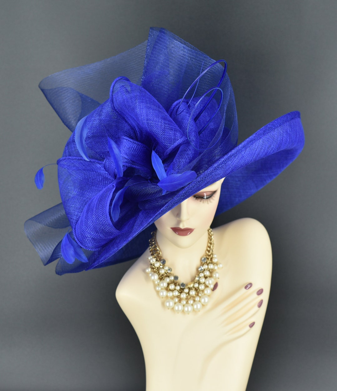 M22020 Royal Blue Hatkentucky Derby Hat, Wedding Hat, Royal Ascot Hat ...
