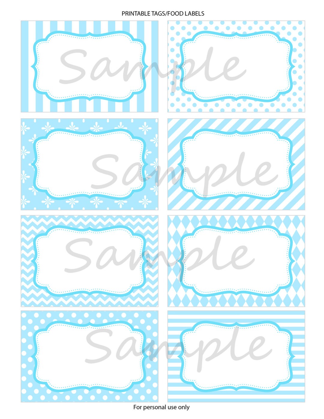 Light Blue Labels - Candy Buffet- Light Blue Baby Shower Tags, Baby Boy ...