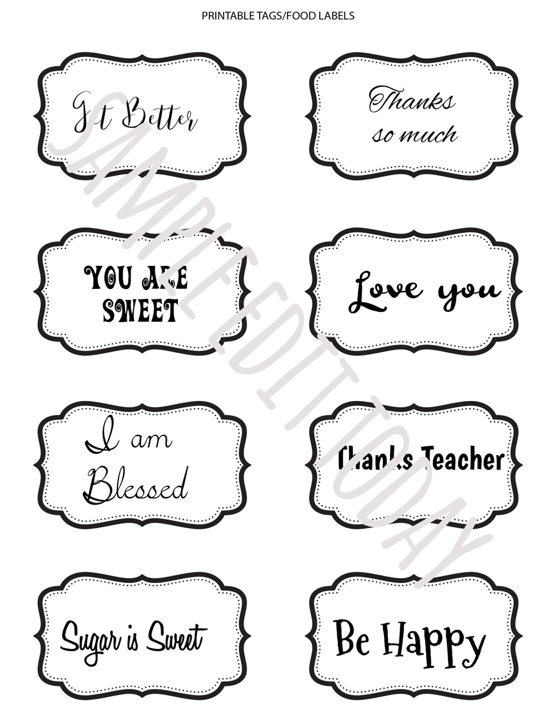 Plain White and Black Labels Perfect for Any Occasion. Weddings, Gift ...