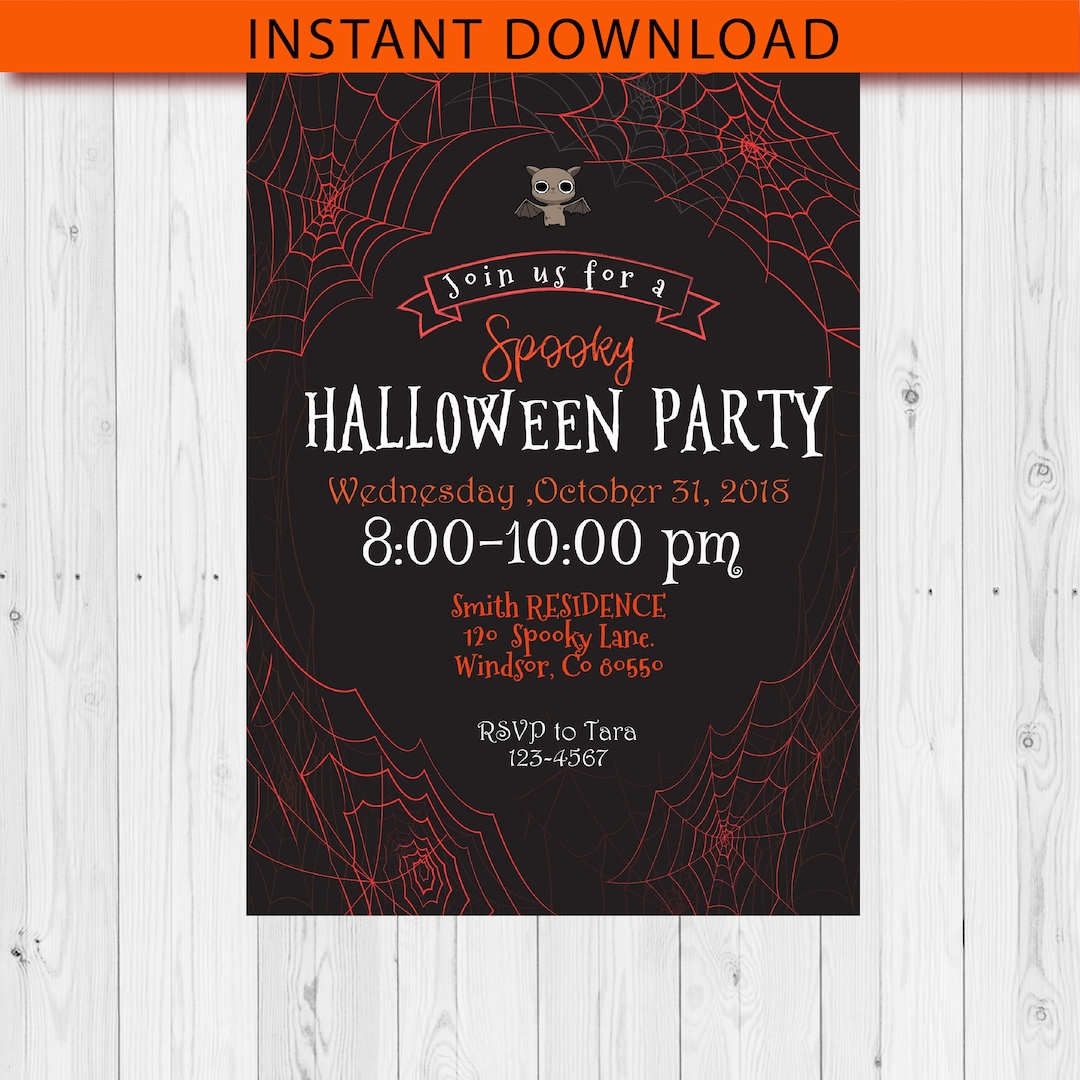 Cute! Spooky Spiderweb Halloween Invitations. Perfect for Parties ...