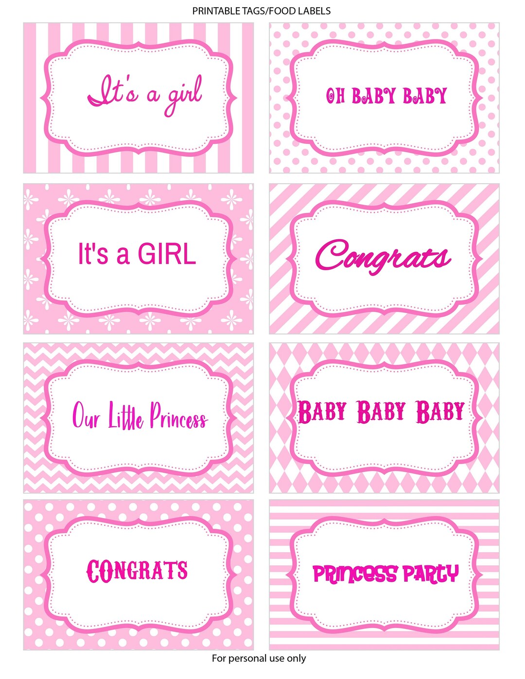 Paris Pink Labels, Baby Shower, Valentine Tags, Candy Buffet, Paris ...