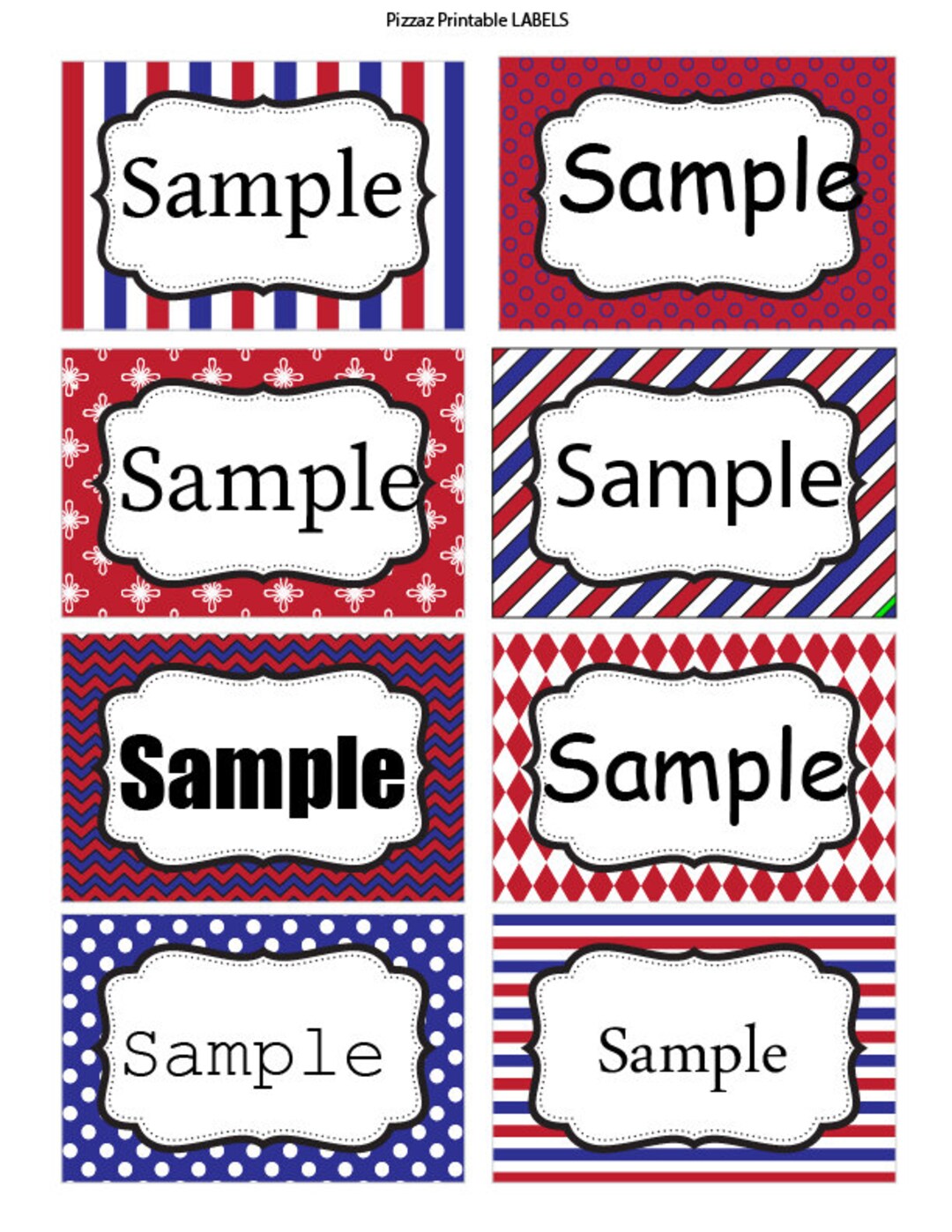 American Labels-cute Red White Blue Tags-4th of July Labels-food Buffet ...