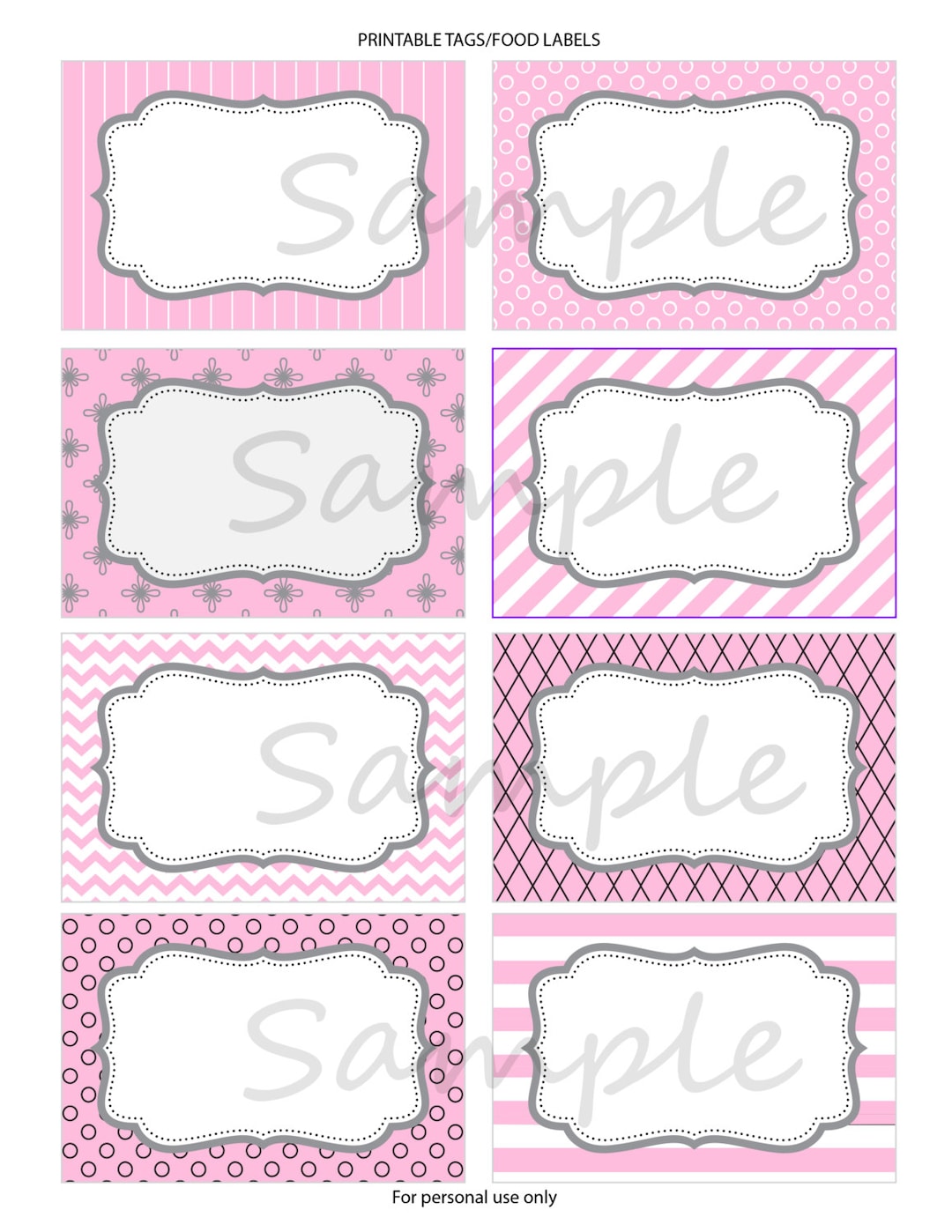 Pink and Grey Tags-grey and Pink -lollipop-candy Buffet-princess Party ...