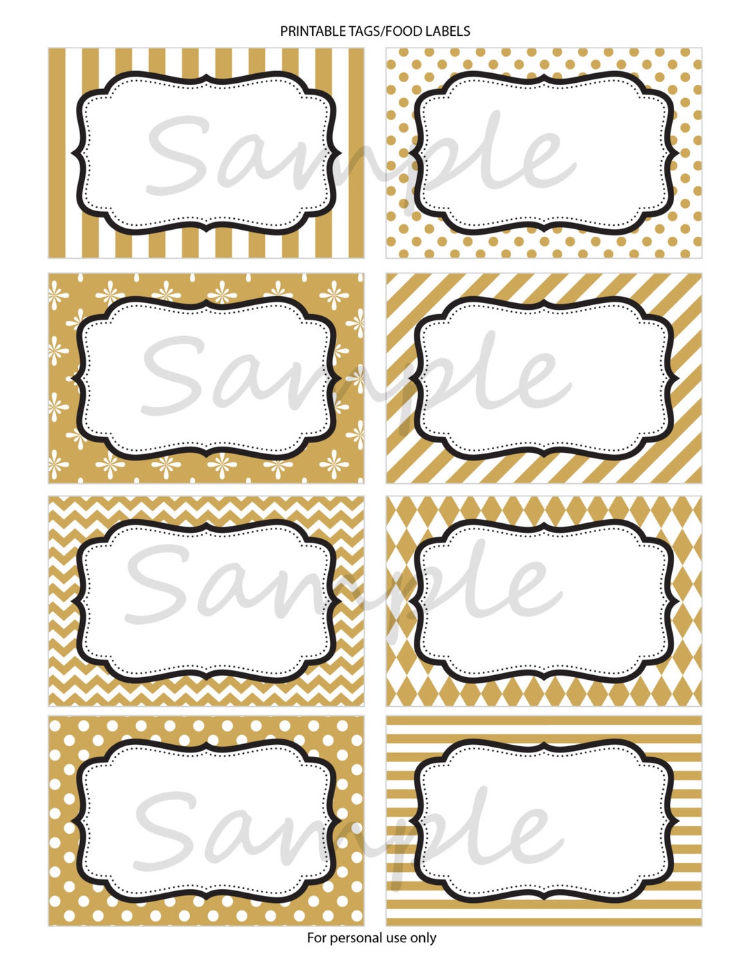 Gold Party Labels- Gold Wedding Labels-gold Graduation Tags- Gold Food ...
