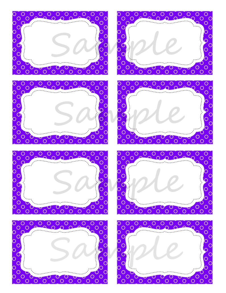 Dark Purple -white Polka Dot Party Tags-easter Tags-candy Buffet Labels ...