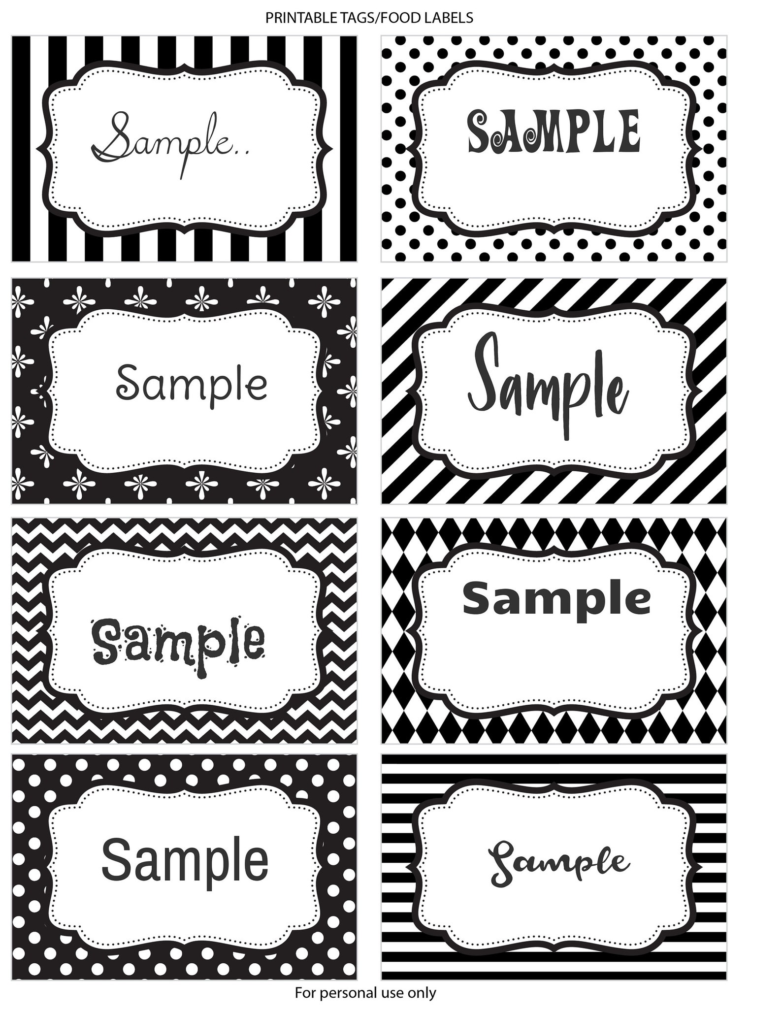Black and White Labels-piano Award Labels- Black /white Candy Buffet ...