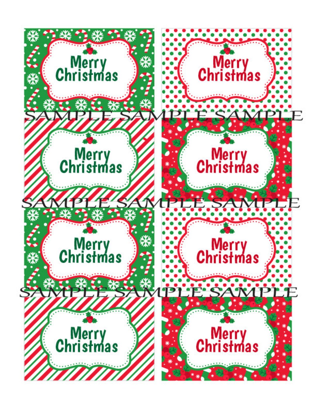 Super Cute Red, White and Green Christmas Tags Perfect for Your Holiday ...