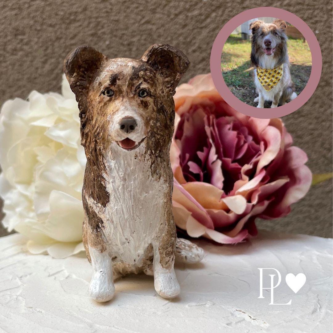 Border Collie or Australian Shepherd Dog Cake Topper, Custom Wedding ...