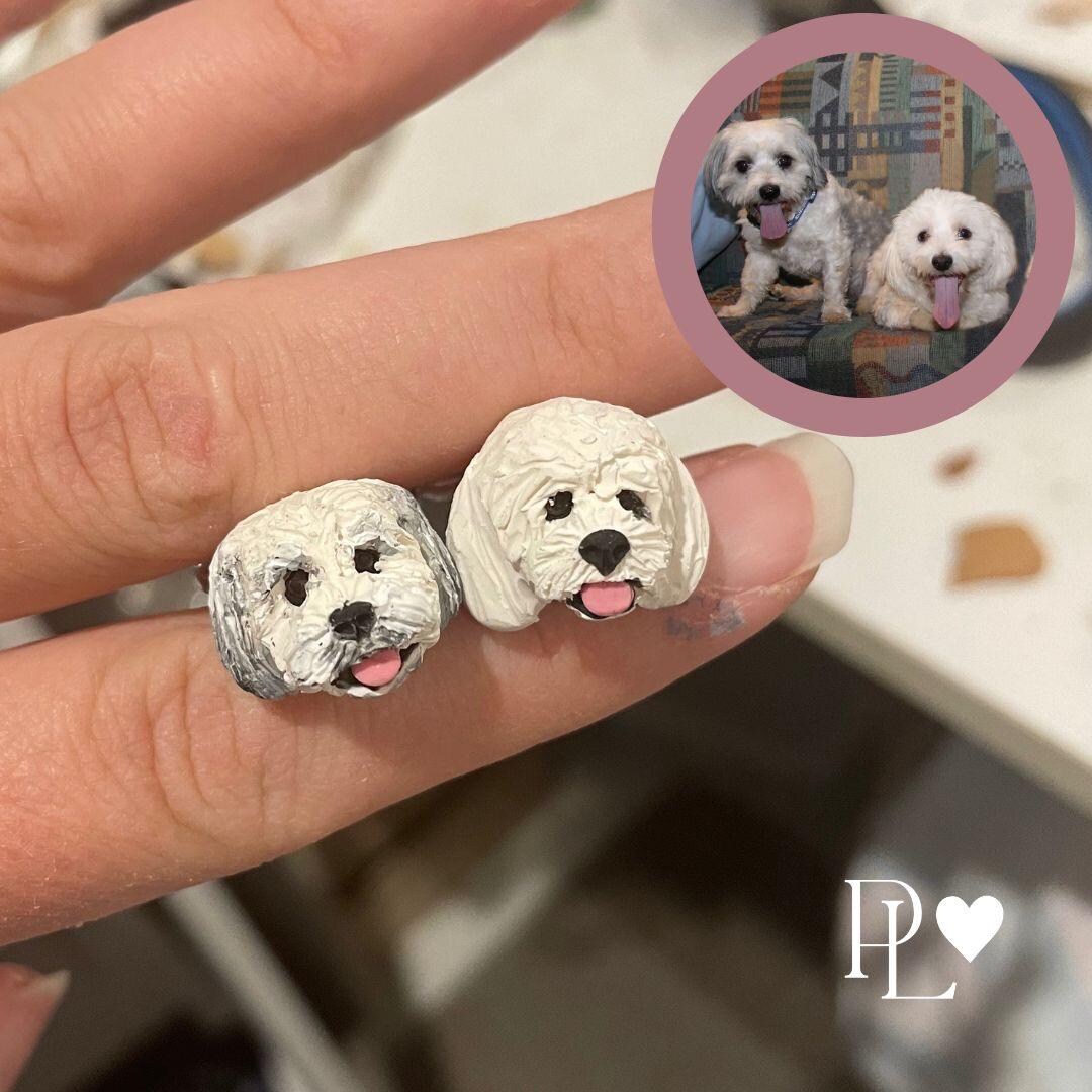 PawfectLoveAu Custom Dog Earrings Perfect Gift for Dog Lovers. Personalised Dog Studs Handmade from Photos with Polymer Clay to Look Just Like Pets Faces