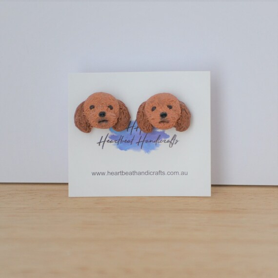 Cavoodle Earrings Handmade Polymer Clay Cavapoo Dog Studs | Etsy