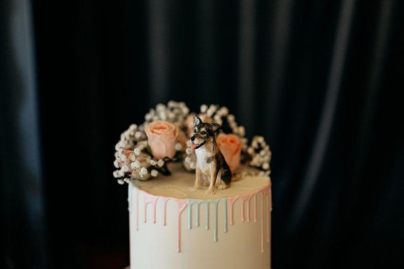 Dog Eating Wedding Cake Topper Made in Australia, Pet Cake Topper ...