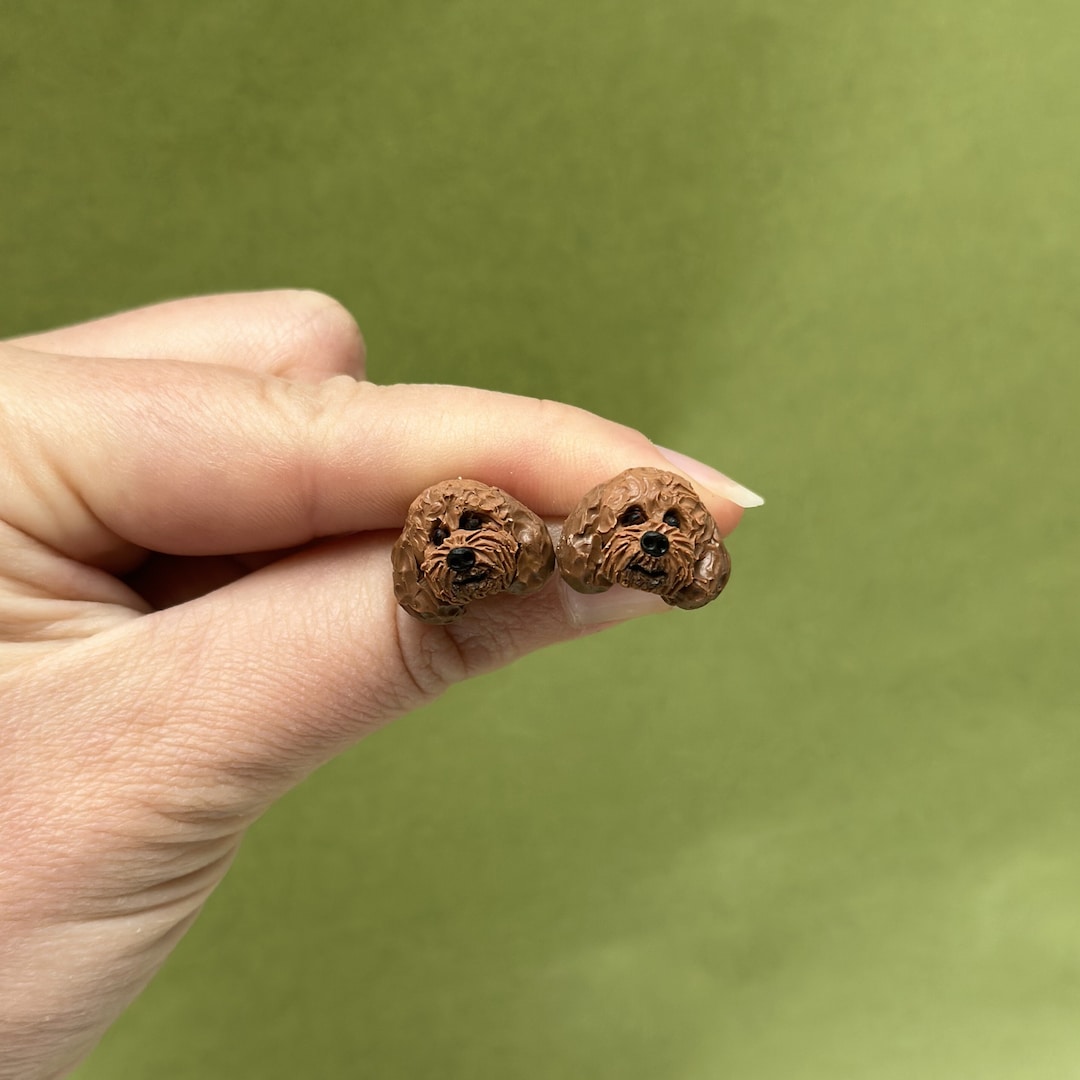 Cavoodle Earrings- Handmade Polymer Clay Cavapoo Dog Studs, Cavoodle ...