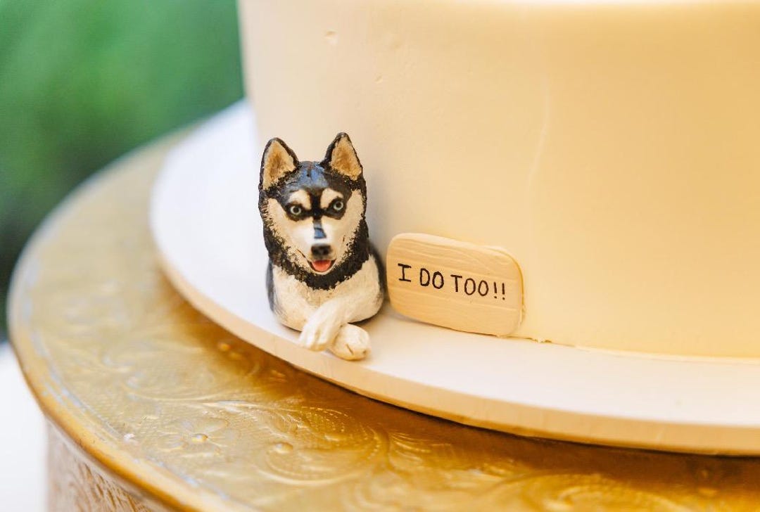 Dog Coming Out of Wedding Cake Topper, Custom Wedding Dog Cake Topper ...
