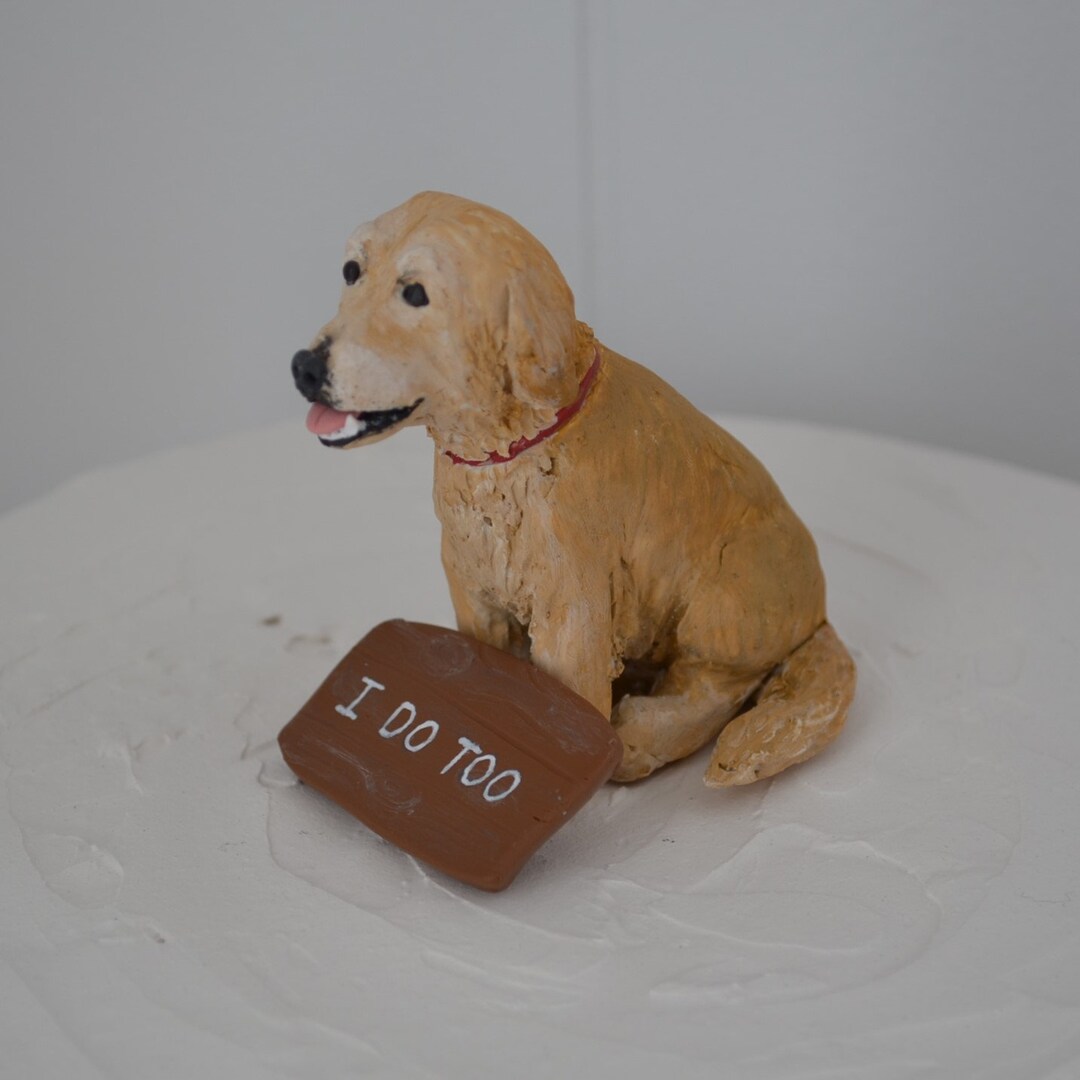 Golden Retriever Cake Topper, Custom Clay Wedding Dog Cake Topper ...