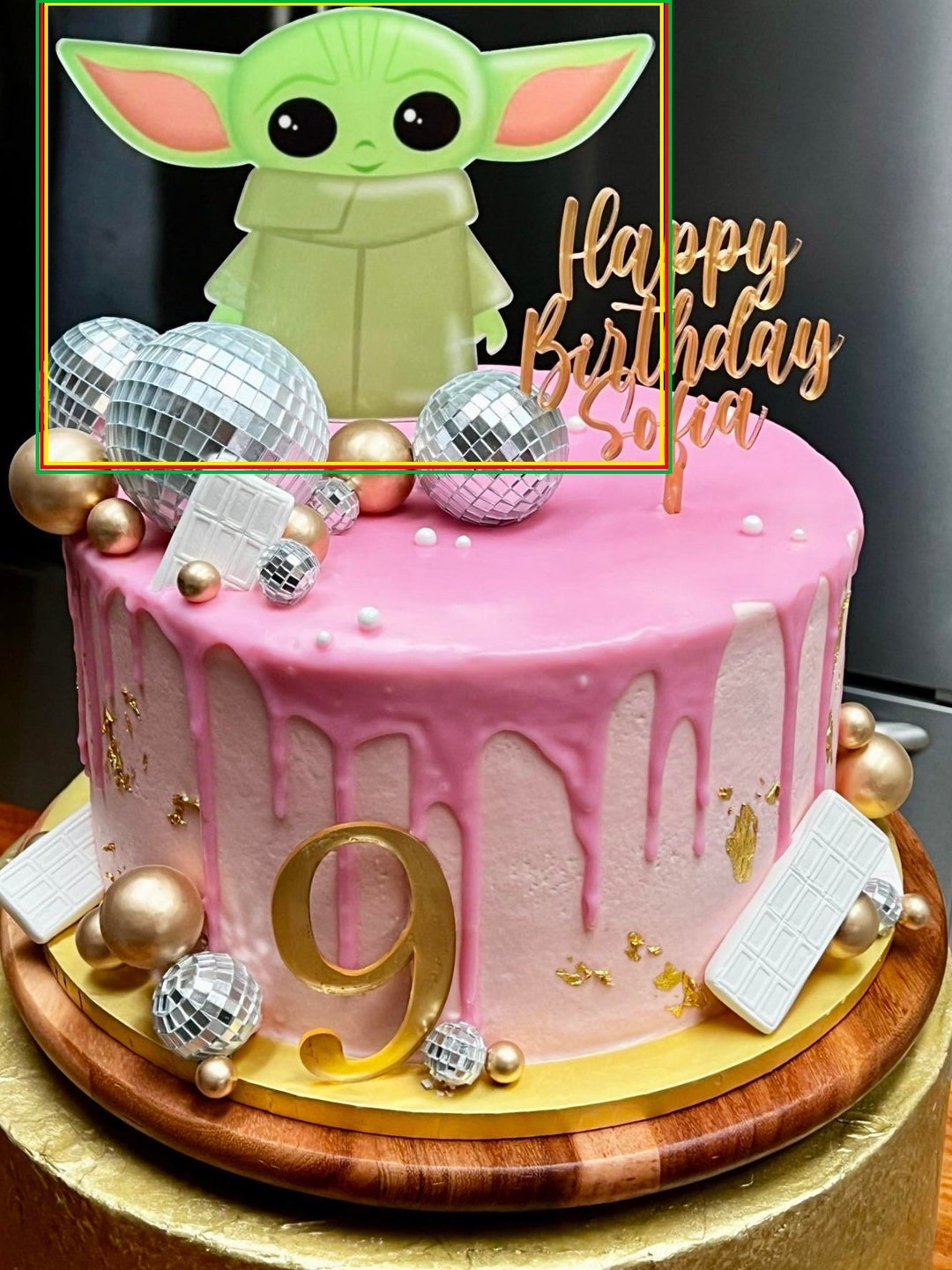 Baby Yoda Birthday Baking Cake Topper Decorative Charm Kids Party ...