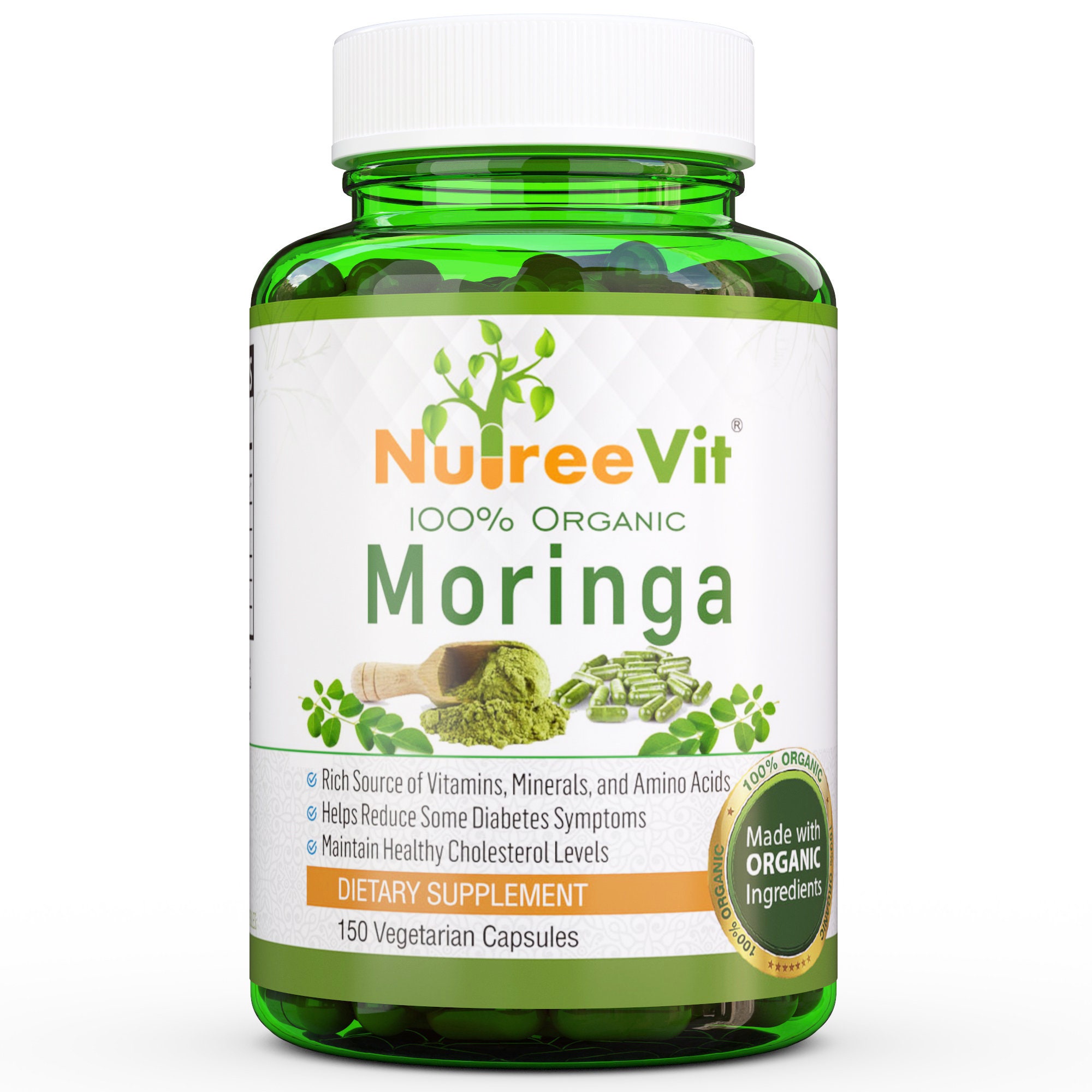 PURE ORGANIC Moringa Oleifera Vegetable Capsules 5.99 500mg | Etsy