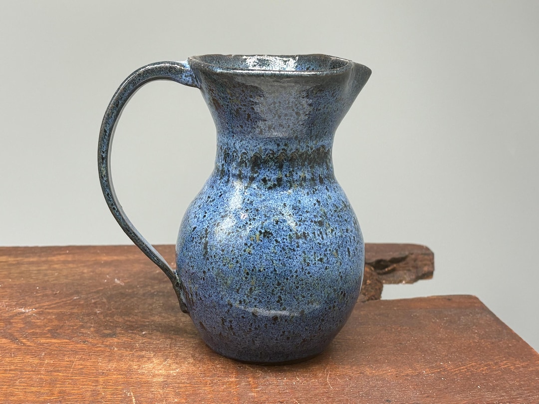 Small Blue Stoneware Pitcher - Etsy
