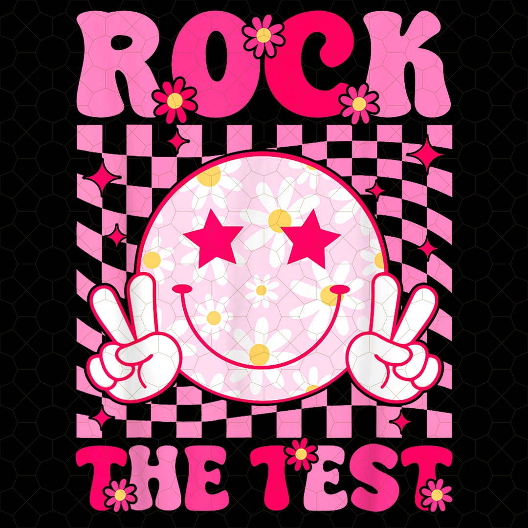 Retro Groovy Test Day Rock the Test Smile Hippie Pink Girls Png ...