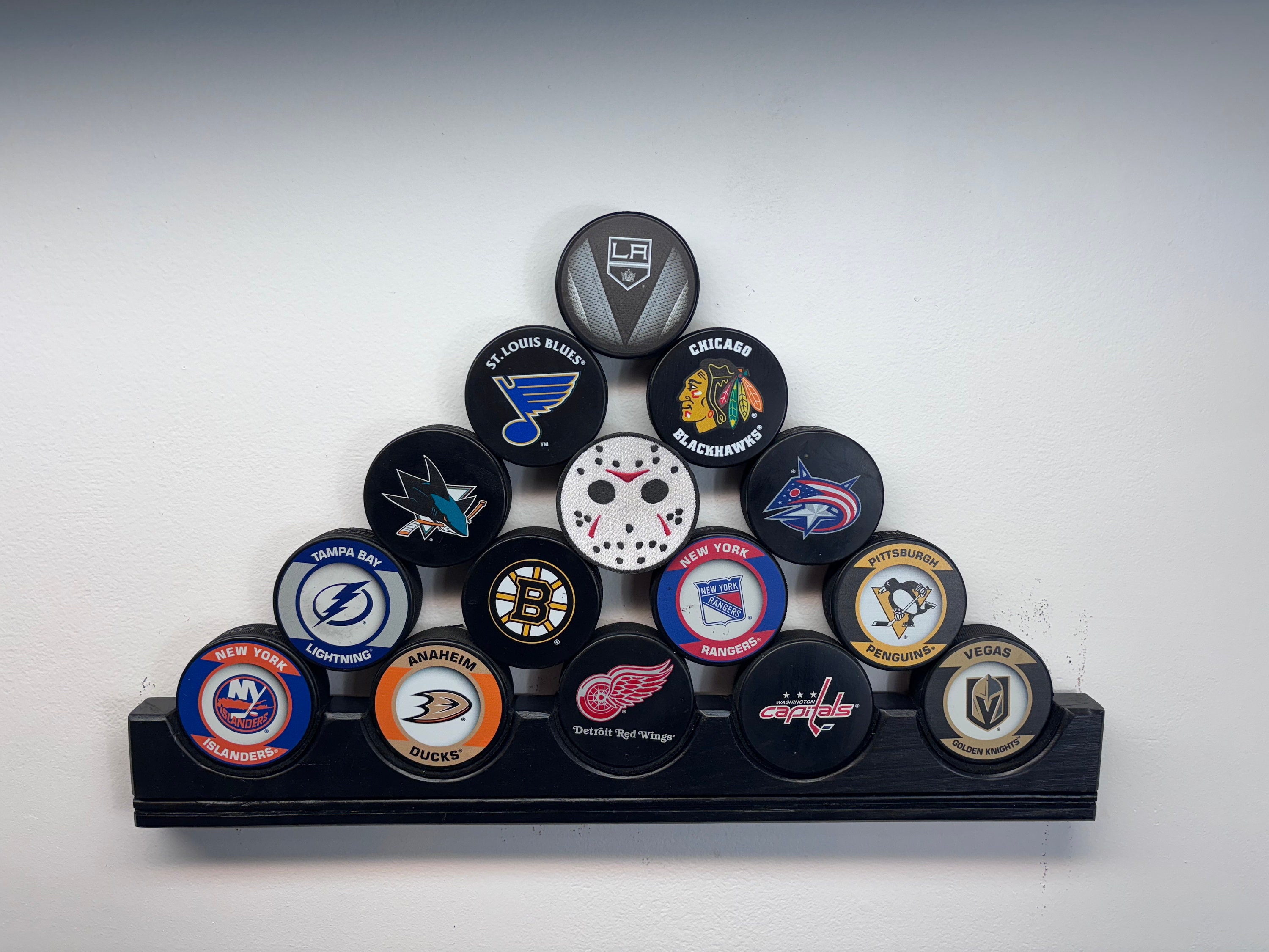 Handmade Wooden Hockey Puck Display -wall Mount, Felt Lined, Floating ...
