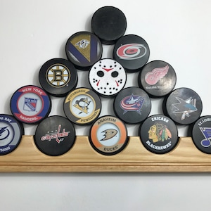 Handmade Hockey Puck Holder -wall Mount Floating Rack Display Case 5 ...