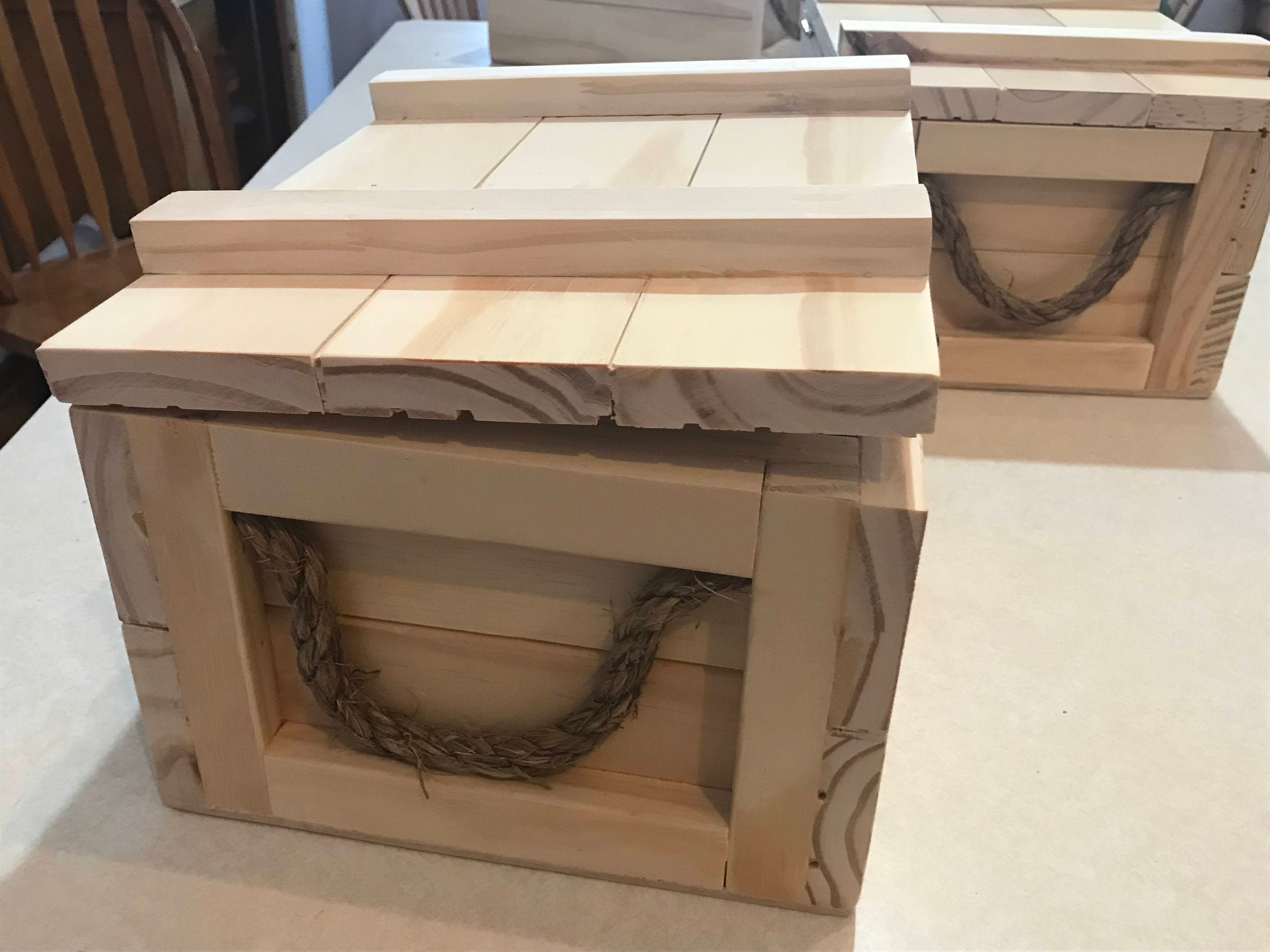 Ammo box unfinished with rope handles | Etsy