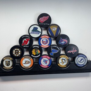 Handmade Hockey Puck Holder -wall Mount Floating Rack Display Case 5 ...