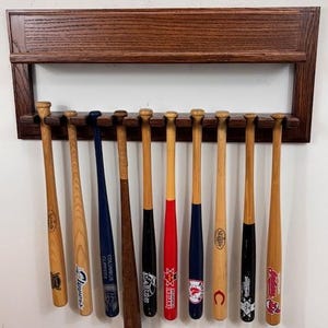 10 Mini Souvenir Baseball Bat Holder Display With Shelf Rack for ...