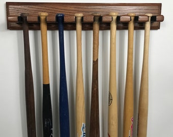 Baseball Bat Rack Display Holder 6 Full Size Bats 6 Balls Brown Metals ...