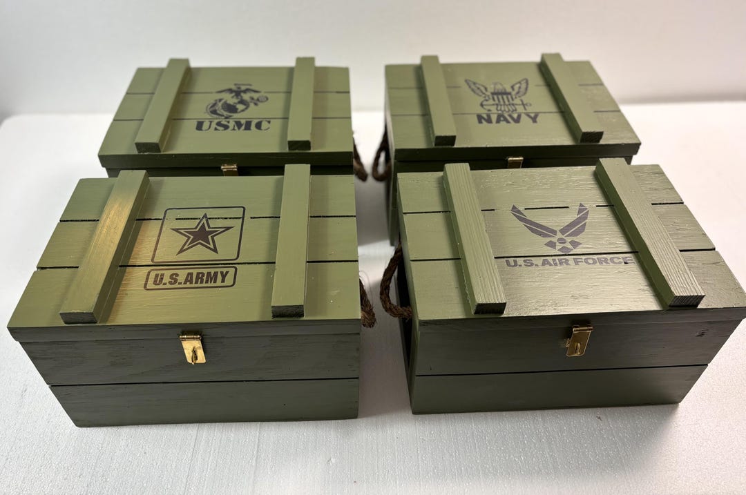Ammo Box With Military Insignia, Military Style Ammunition Wood Crate ...