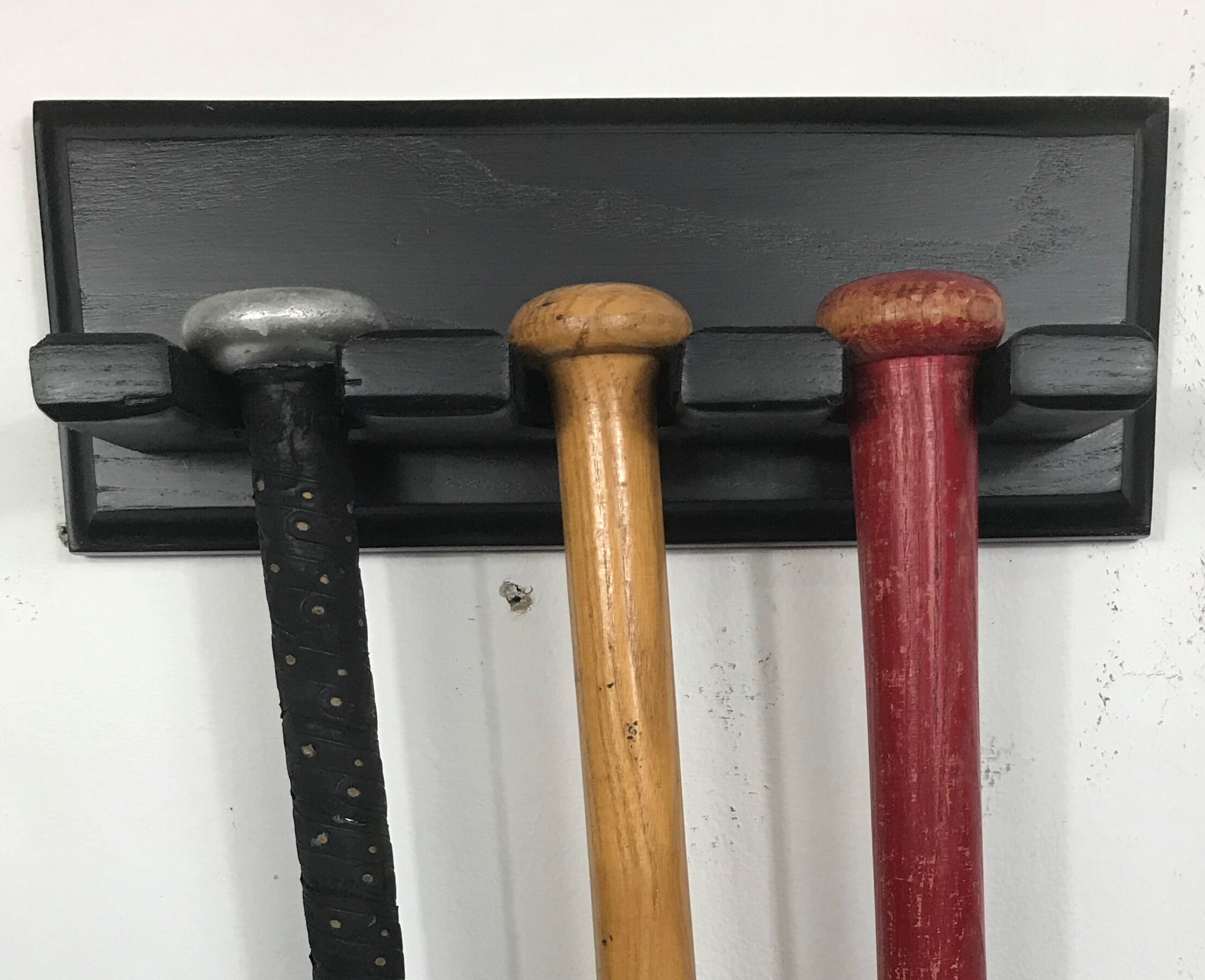 3 Baseball Bat Vertical Wall Mount Bat Holder Bat Rack Display for Full ...