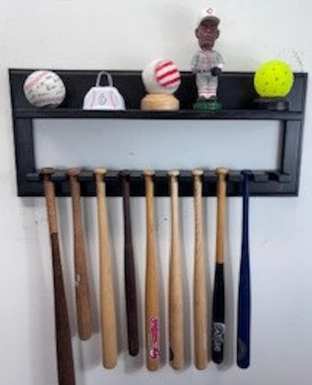 10 Mini Souvenir Baseball Bat Holder With Shelf for Collectible Bats ...