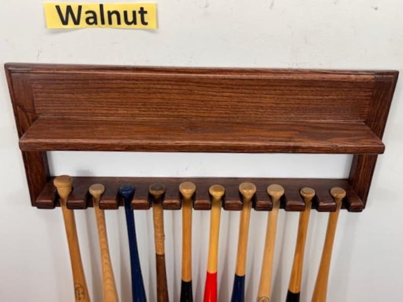 10 Mini Souvenir Baseball Bat Holder Display Rack With Shelf Rack for ...