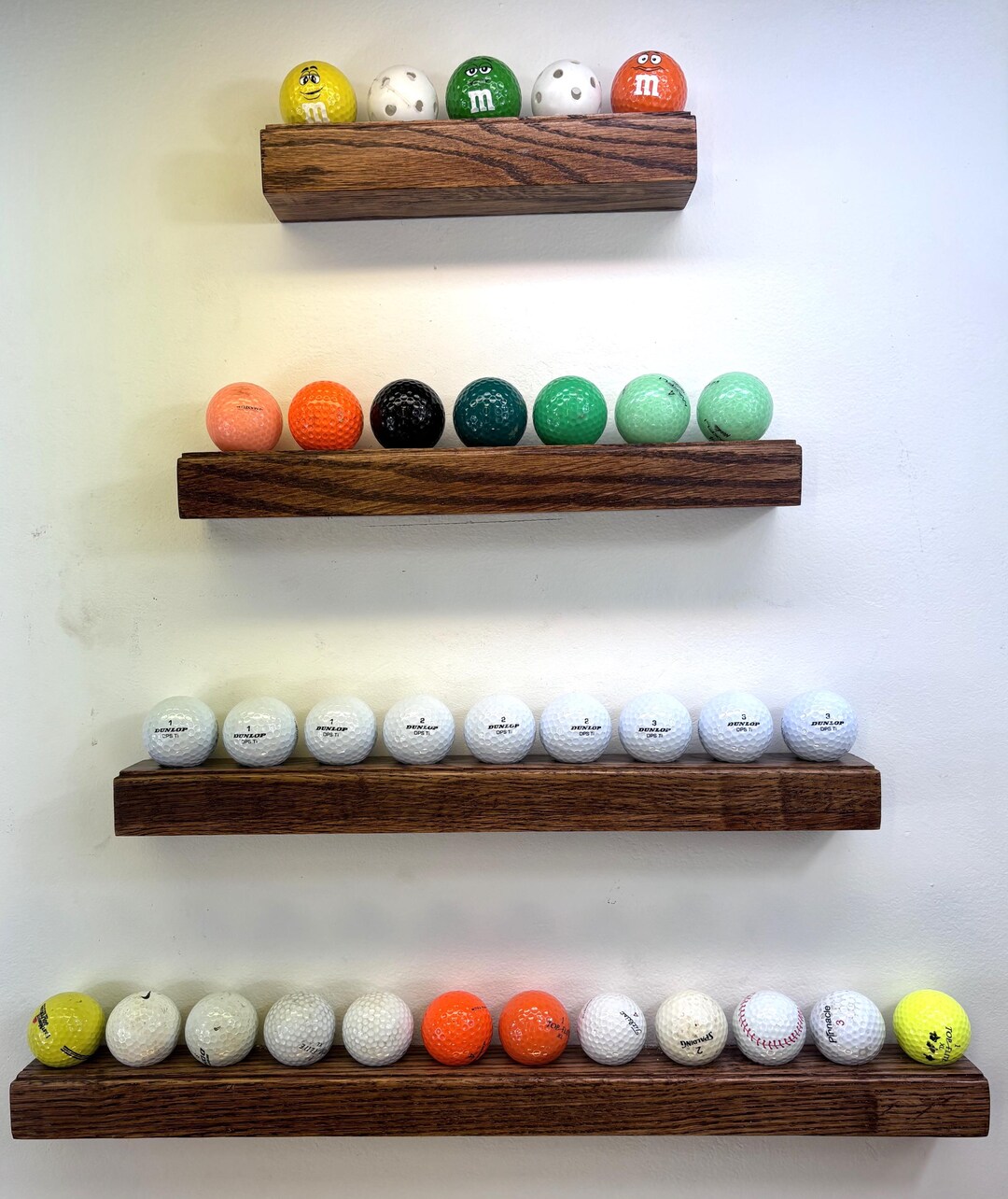 Handmade Golf Ball Holder Wall Display Floating Shelf Rack for 5, 7, 9 ...