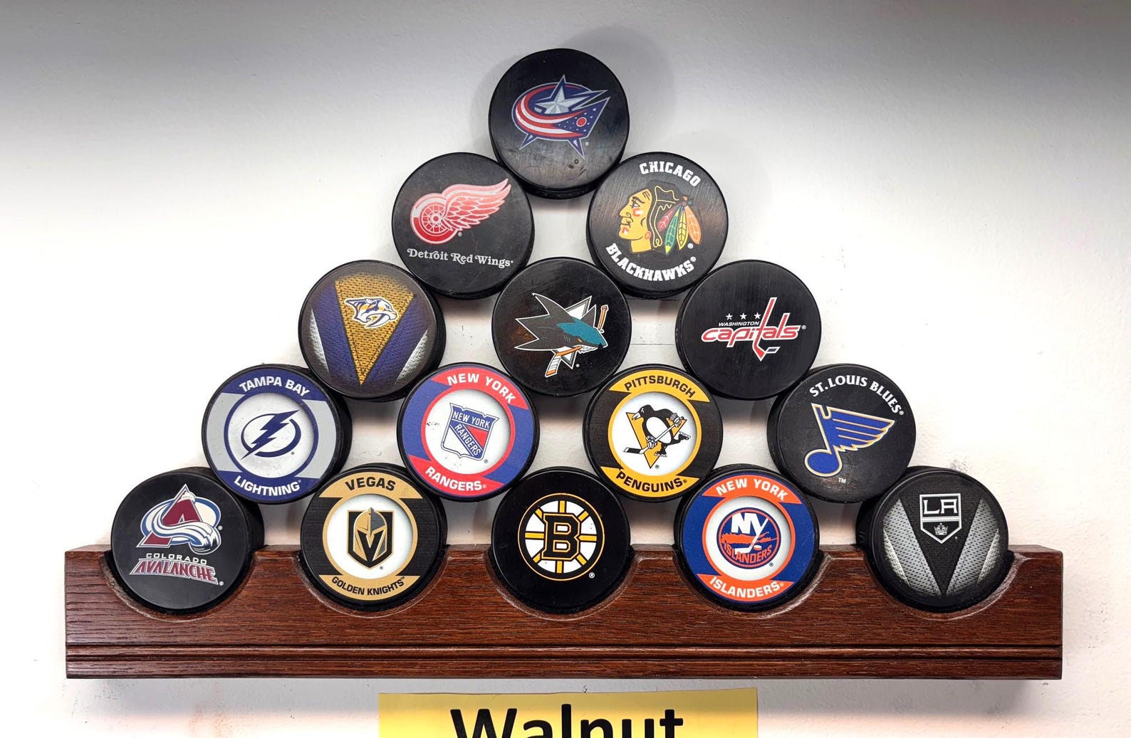Handmade Wooden Hockey Puck Display -wall Mount, Felt Lined, Floating ...