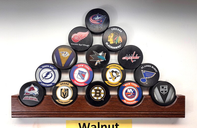 Handmade Wooden Hockey Puck Display -wall Mount, Felt Lined, Floating ...