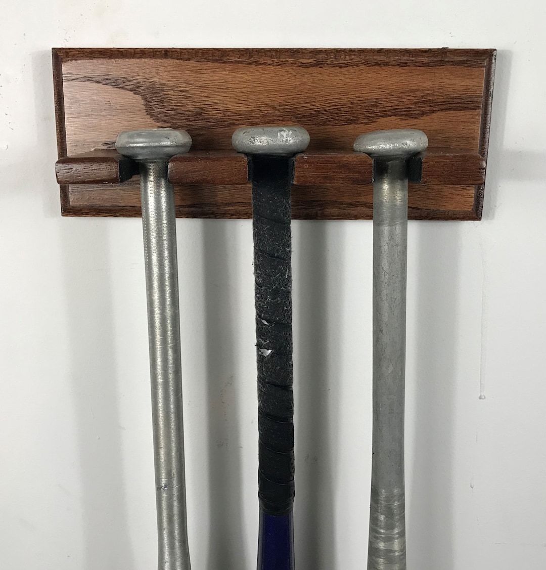 3 Baseball Bat Vertical Wall Mount Bat Holder Bat Rack Display for Full ...