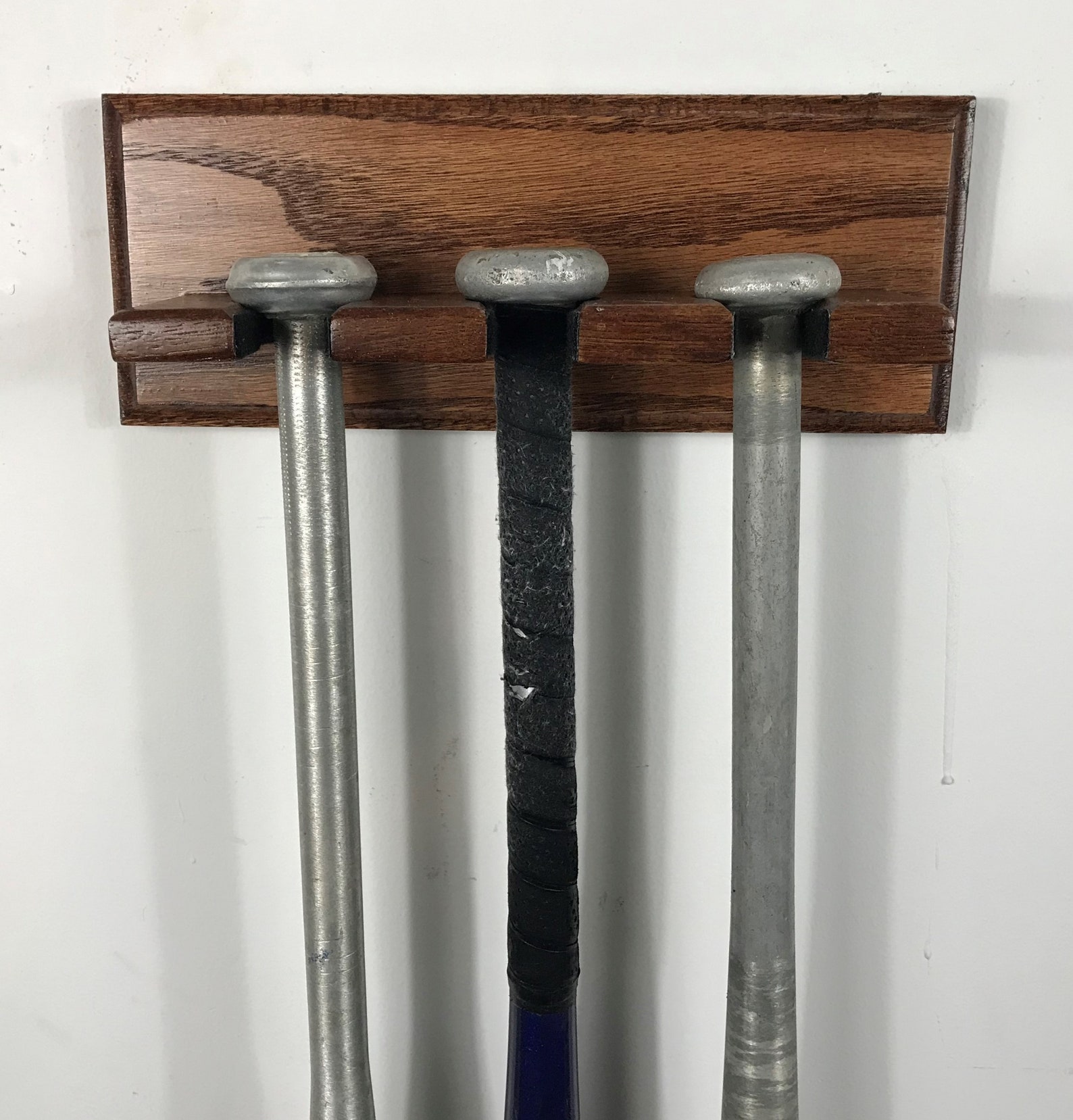3 Baseball Bat Vertical Wall Mount Bat Holder Bat Rack Display for Full ...