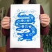 Folk Dragon - Rustic Lino Art Print A4 - Etsy