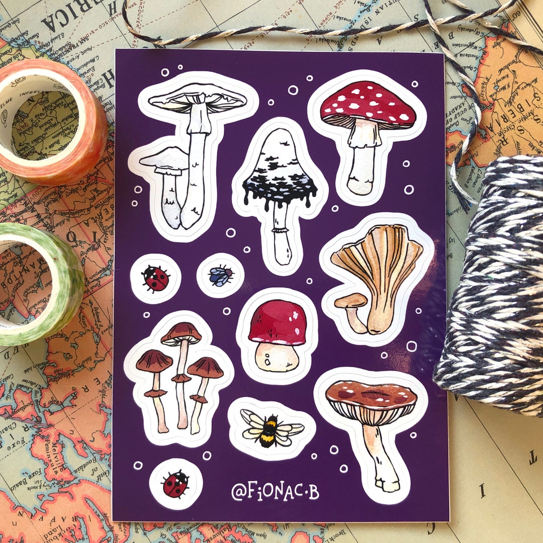 Mushroom Sticker Sheet A6 Autumn Forest Cottage Gift - Etsy