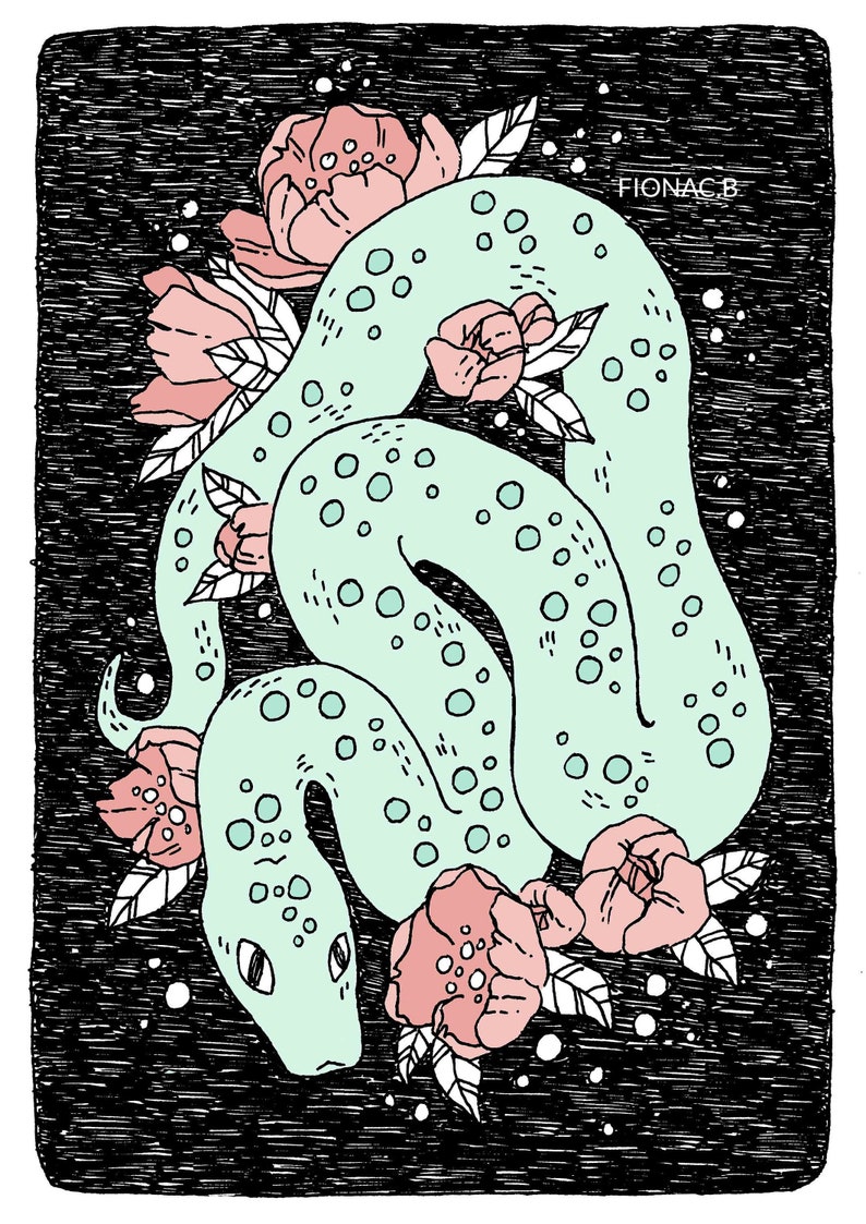 Pastel Mint Snake Cute Snake Art Print - Etsy